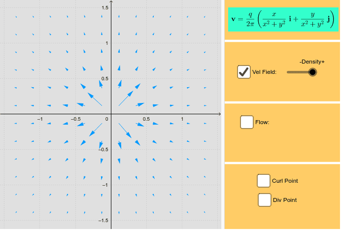 Flow in a source & sink – GeoGebra