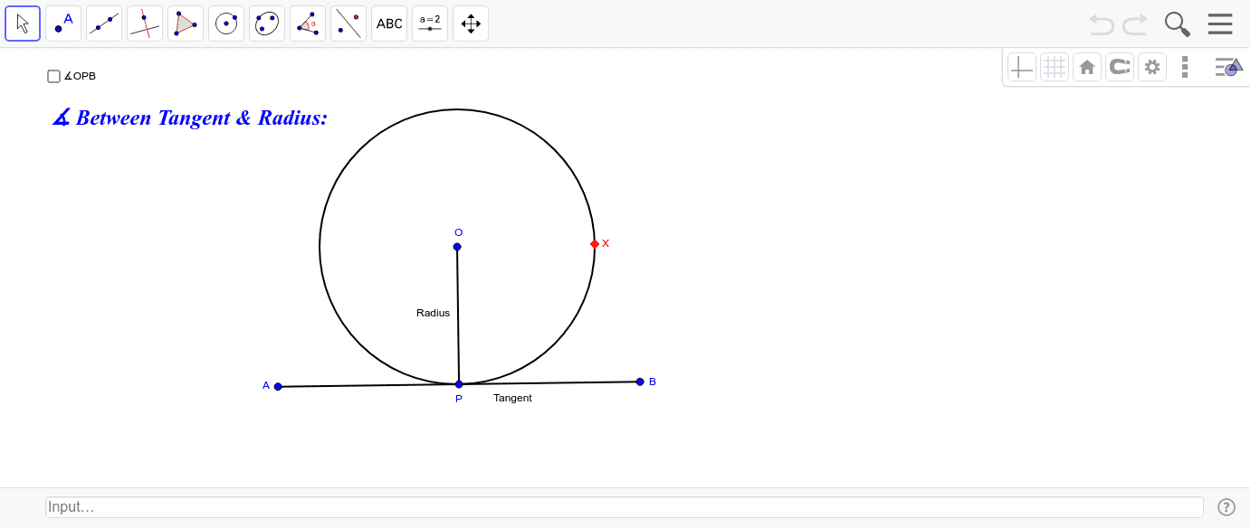 Angle between Tangent & Radius – GeoGebra