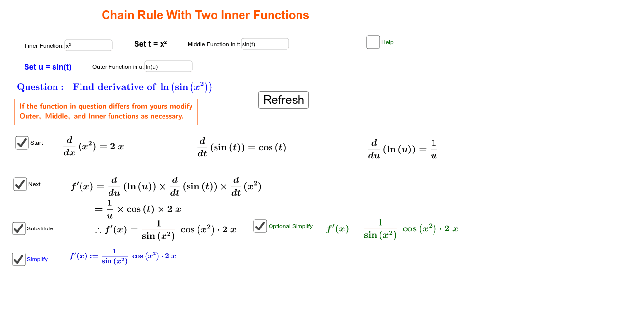 Chain Rule With Two Inner Functions Composition Of Three Fu GeoGebra
