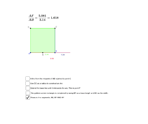 Creating a golden section rectangle – GeoGebra