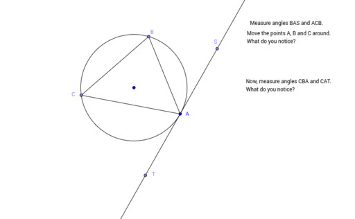 Angle Between a Tangent and A Chord Theorem – GeoGebra