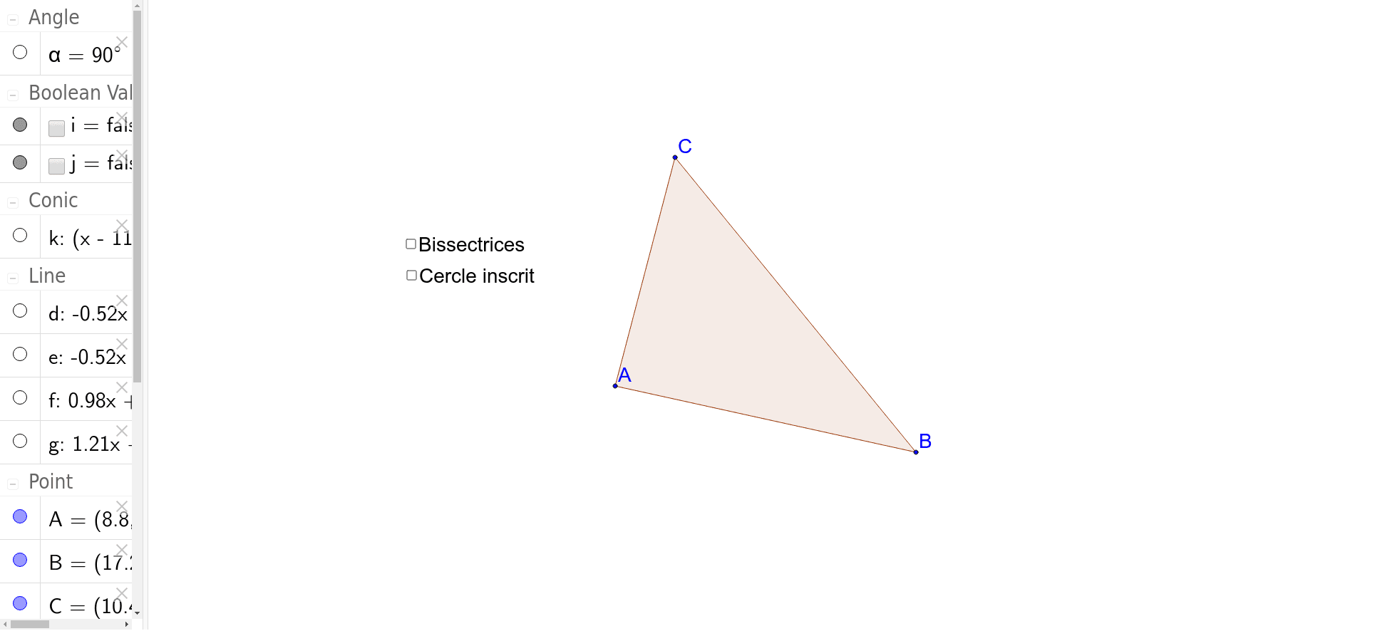 Cercle inscrit – GeoGebra