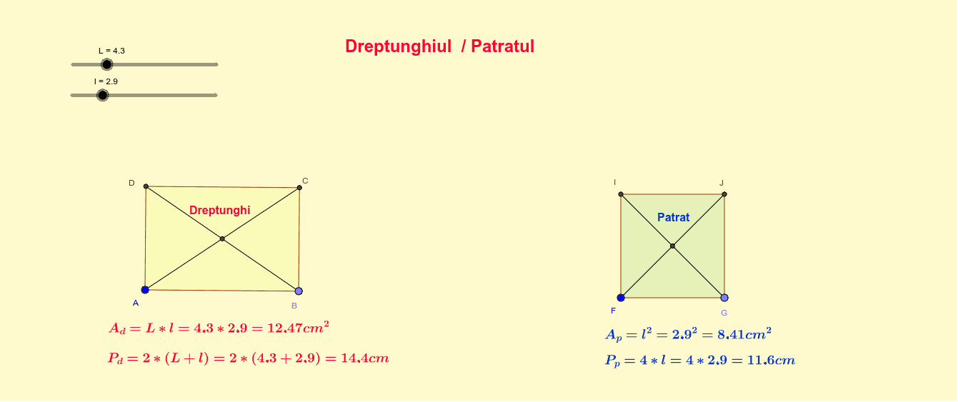 Dreptunghiul si patratul – GeoGebra