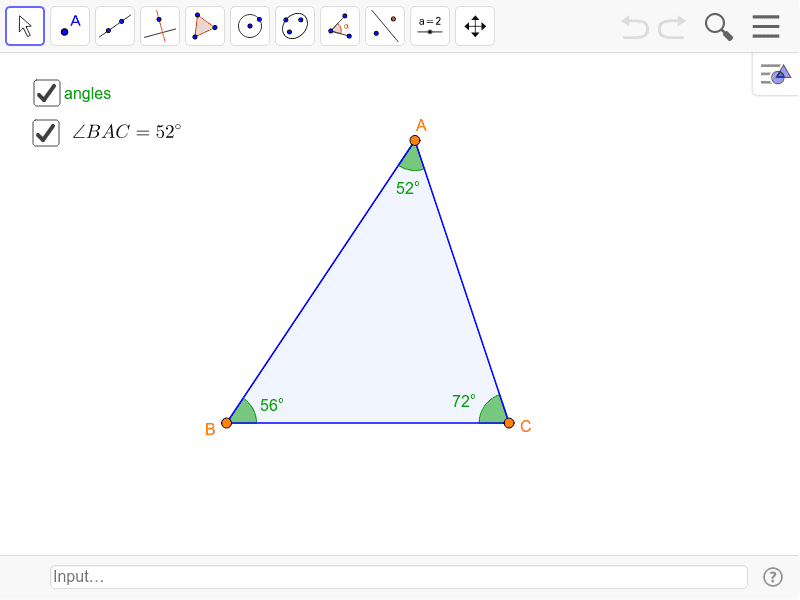 angles in a triangle (up and down) – GeoGebra