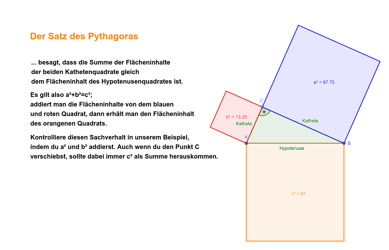 Der Satz des Pythagoras - Einleitung – GeoGebra