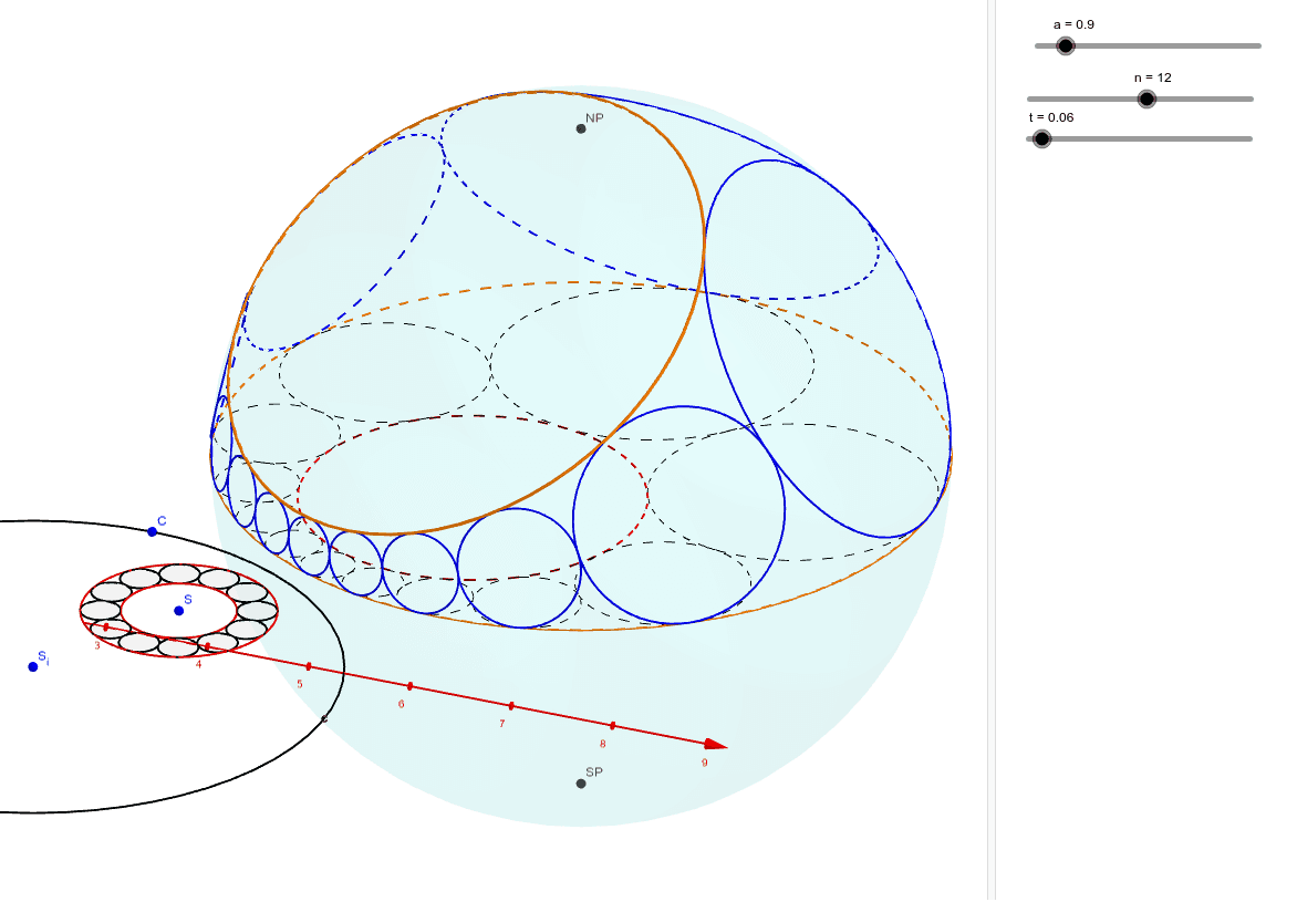 Steiner chain on sphere – GeoGebra