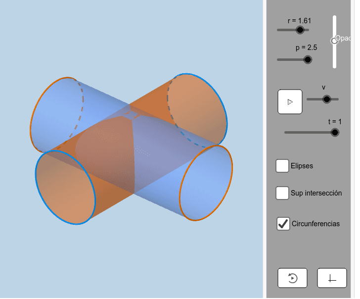 Intersección de dos cilindros 1 – GeoGebra