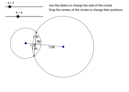 Chord Between Intersecting Circles – GeoGebra