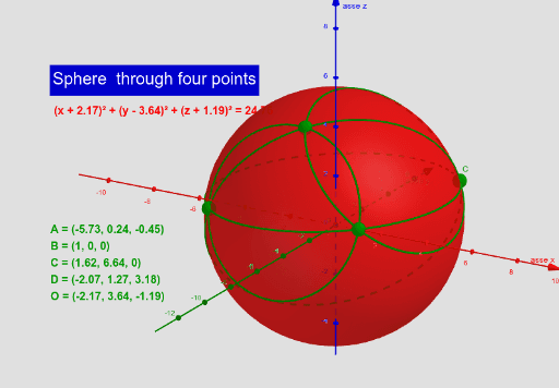 Sphere througth four points – GeoGebra