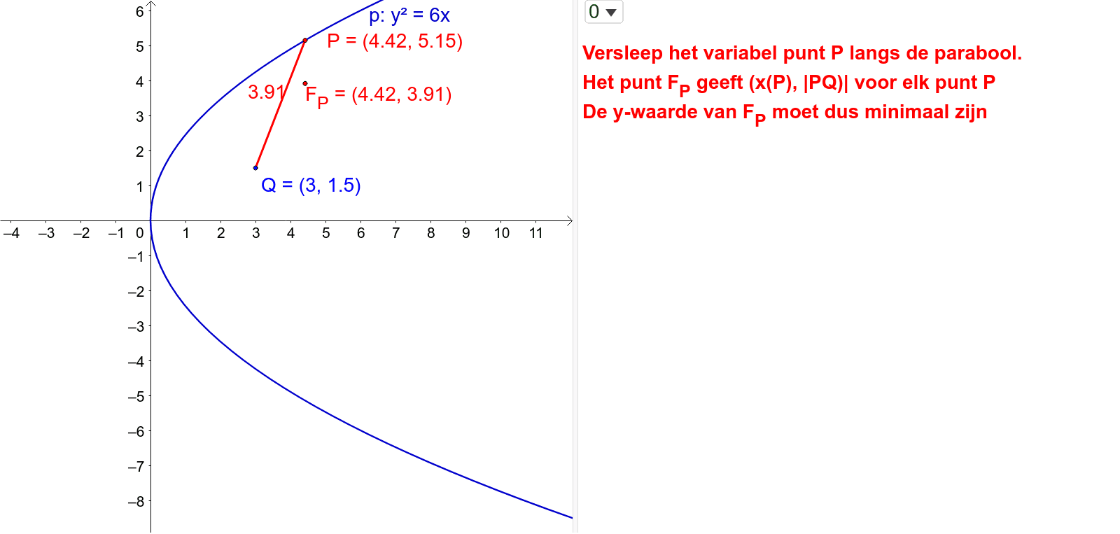 Parabool - Oefening 23 blz.118 – GeoGebra