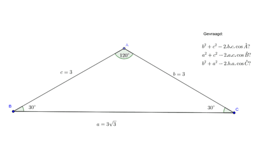 Cosinusregel: oef 3 – GeoGebra
