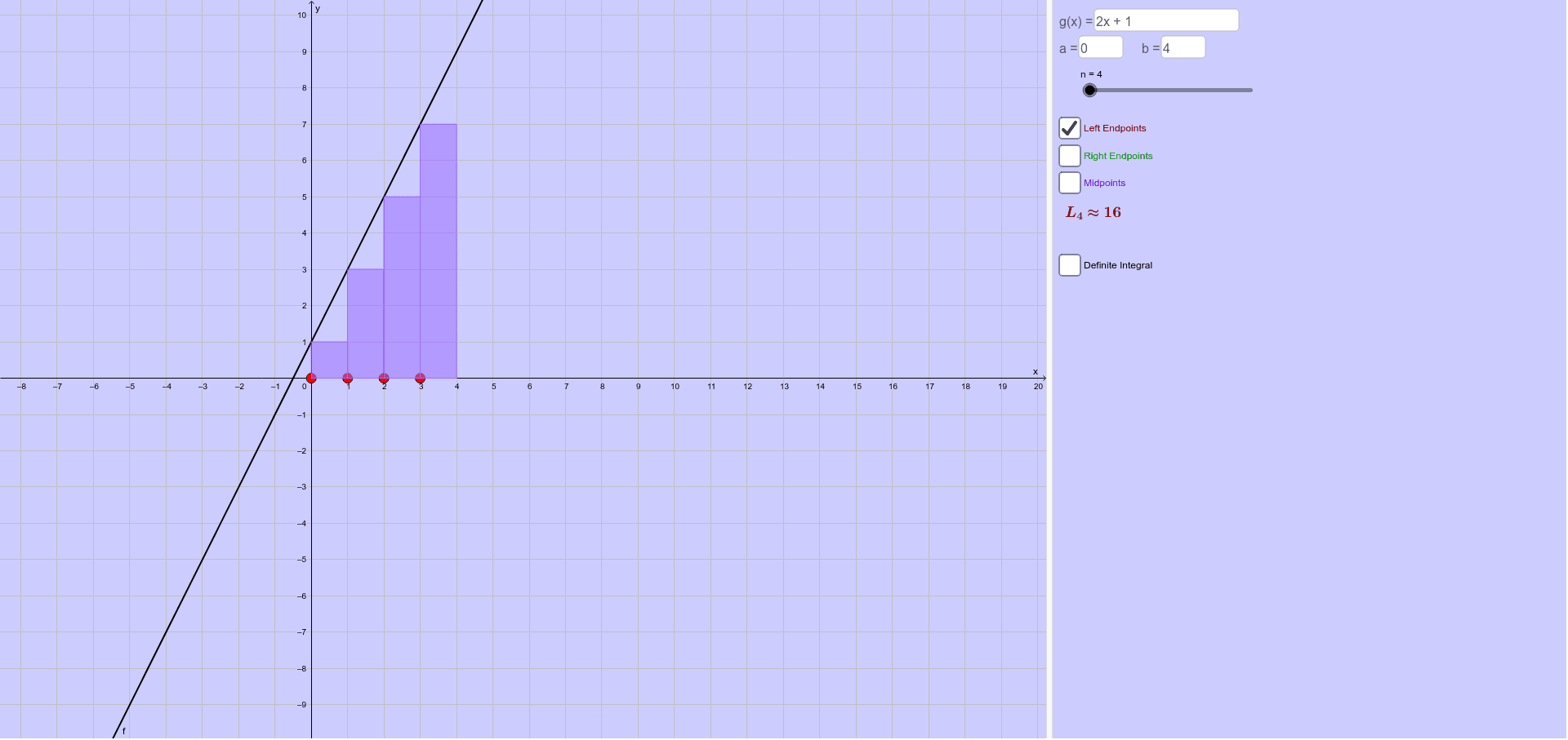 Definite integral illustration – GeoGebra