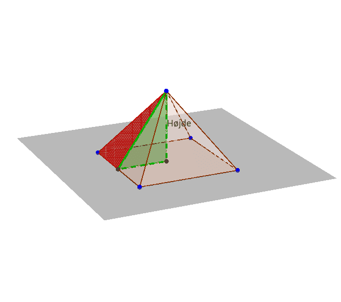Pyramide i 3D med Pythagoras anvendt – GeoGebra