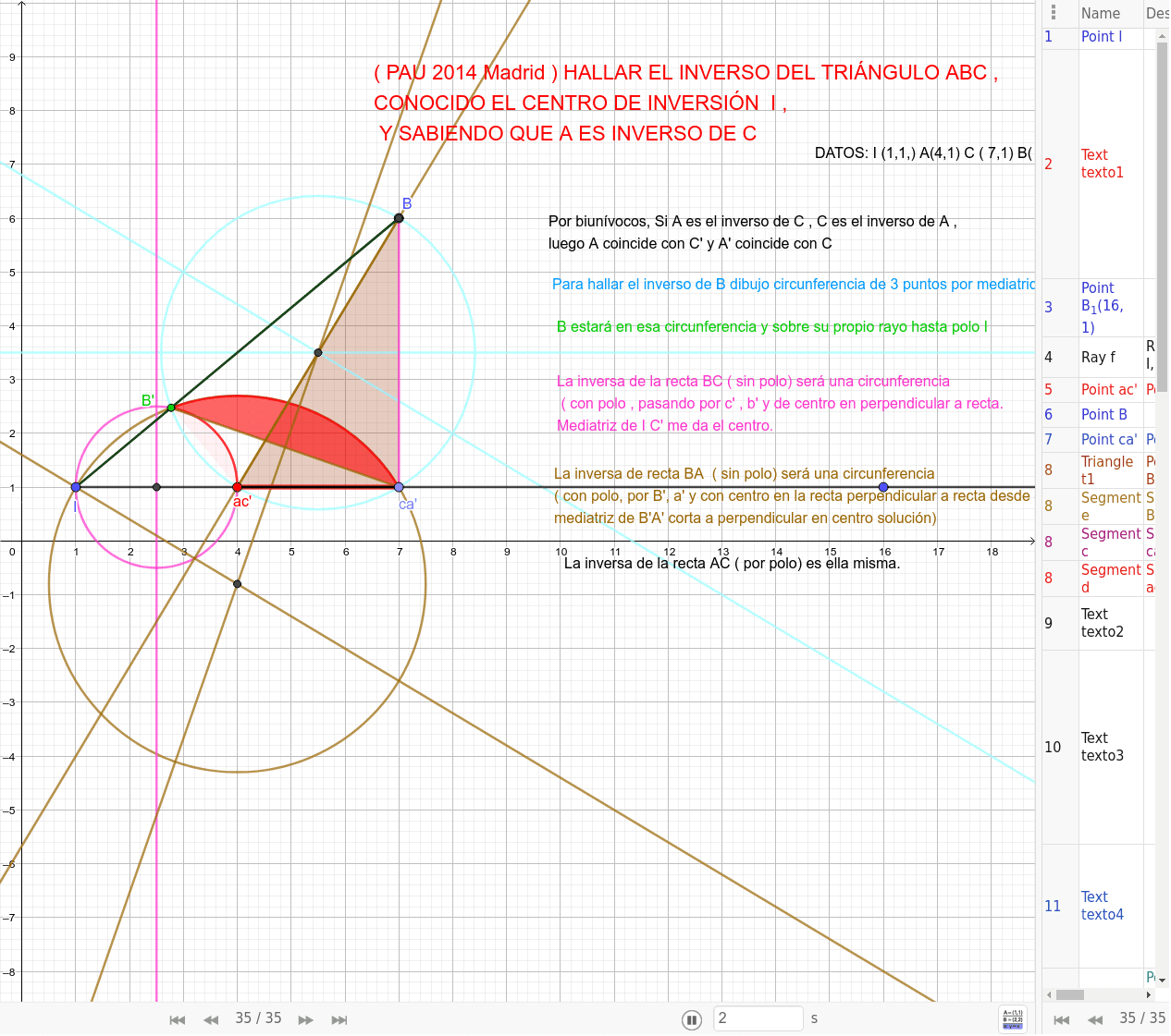 Inverso de triangulo , conocido polo y puntoa A y C inversos Pau 2014 ...