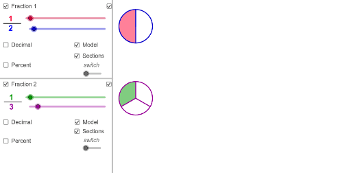 Area Models for Improper Fractions – 2 Fractions – GeoGebra