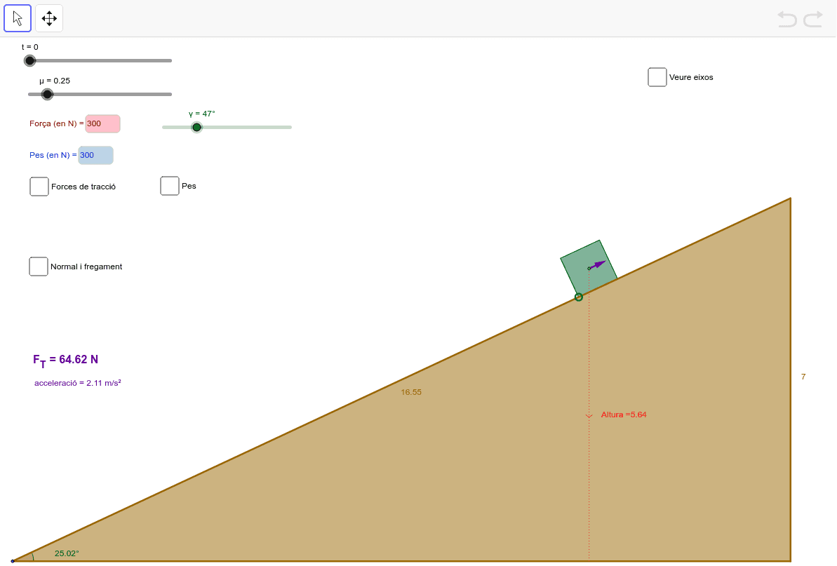 Pla inclinat – GeoGebra