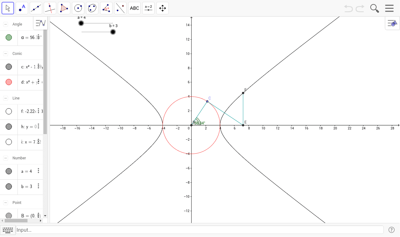 The Eccentric Angle of a Hyperbola – GeoGebra