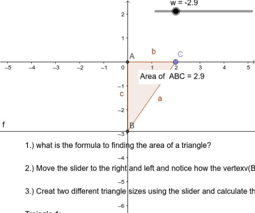 Area of Triangle with slider – GeoGebra