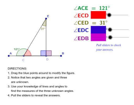 Find the missing angle – GeoGebra