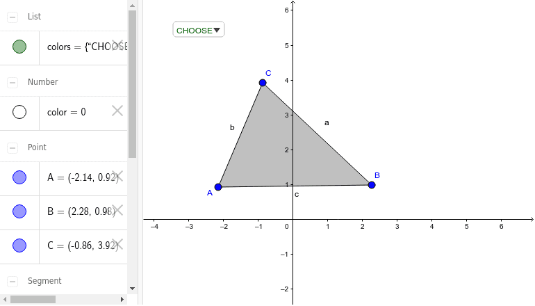 Changing color with drop down list – GeoGebra