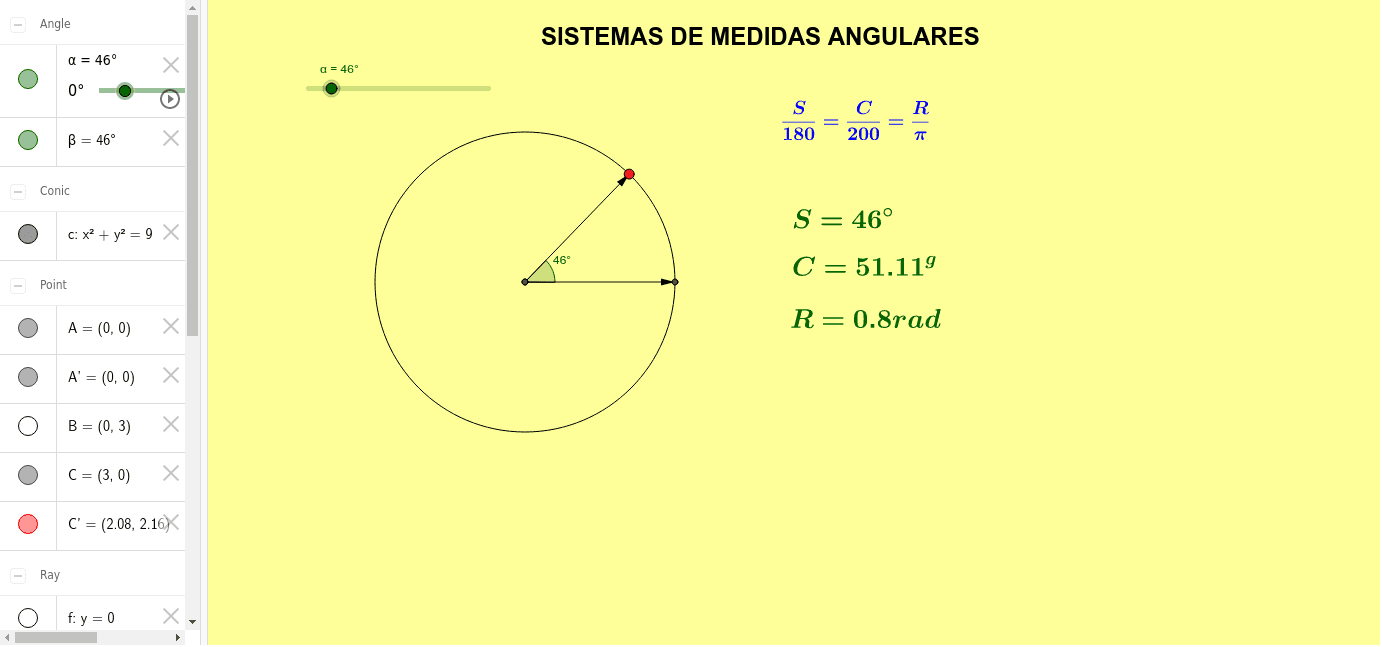 SISTEMAS DE MEDIDAS ANGULARES – GeoGebra