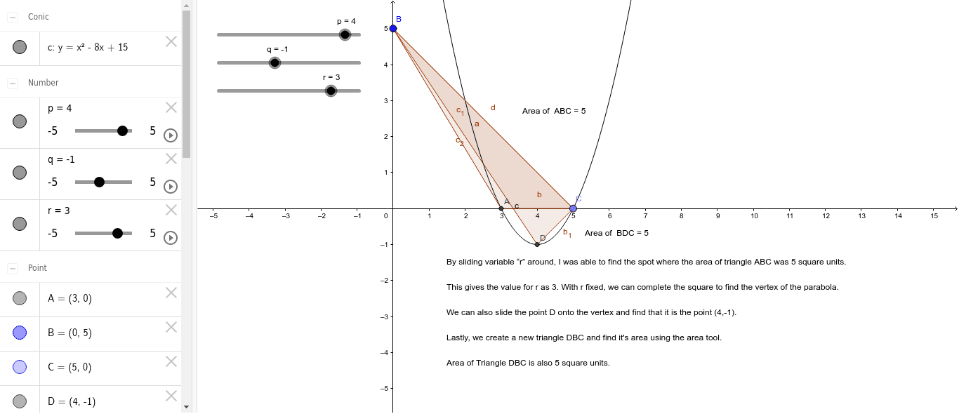 Find the Area - No Parabolem! (graphical solution) – GeoGebra