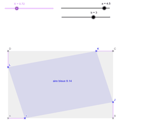 optimisation aire parallélogramme inscrit dans un rectangle – GeoGebra