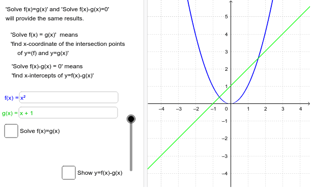 Equations-Graphical approach – GeoGebra