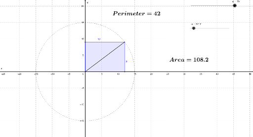 Rectangle perimeter-diagonal problem – GeoGebra