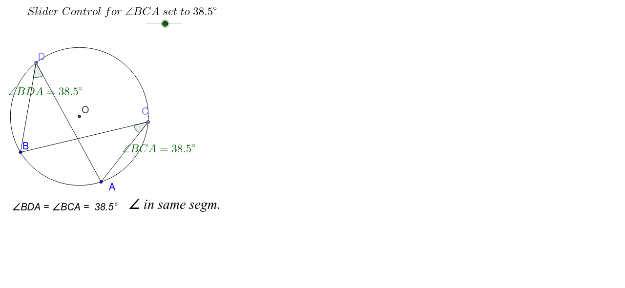 Angles in the Same Segment – GeoGebra