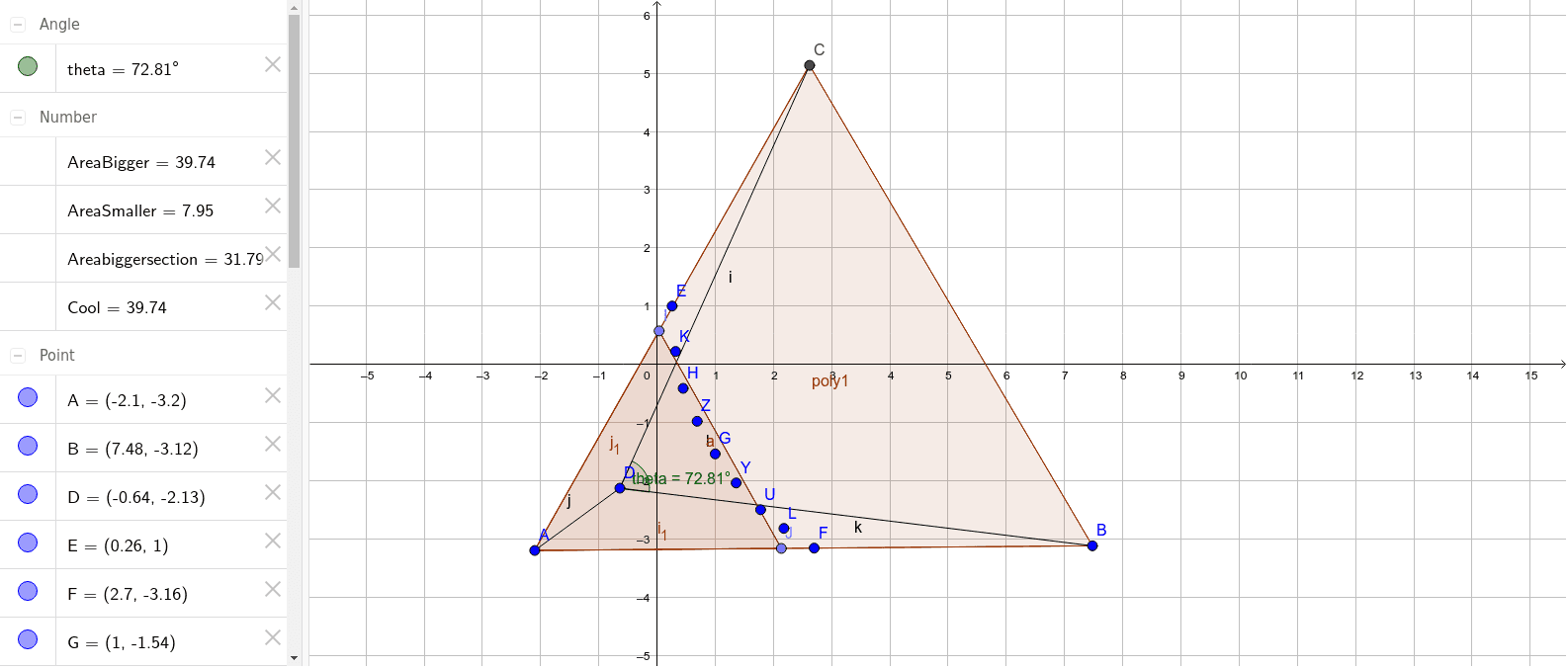 Area Version Solving of Acute Triangles Problem – GeoGebra