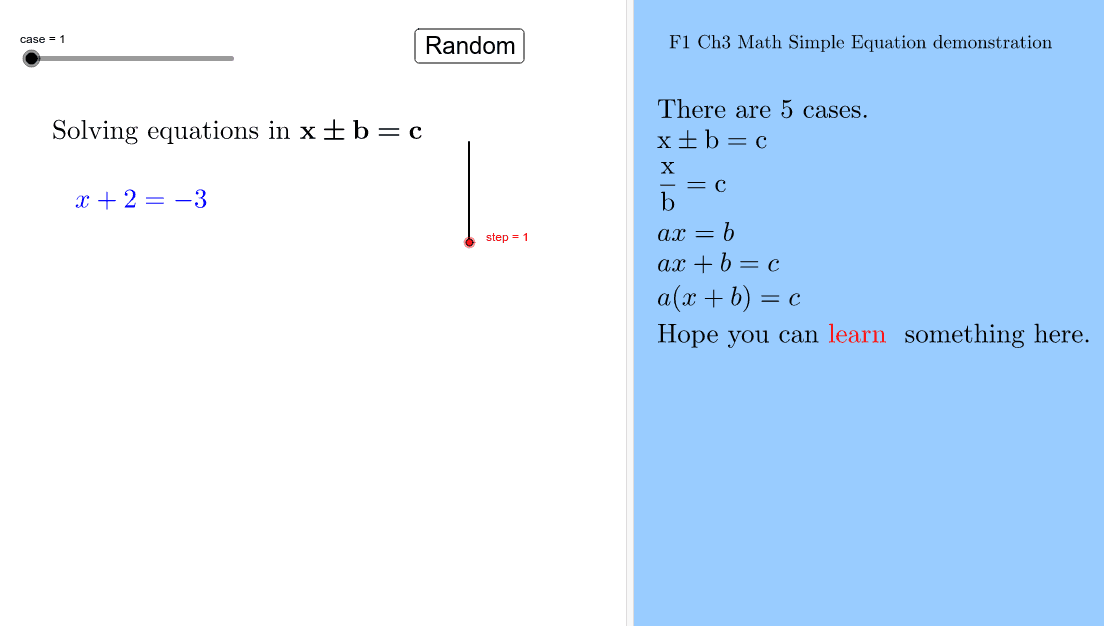 f1 simple equation solver – GeoGebra
