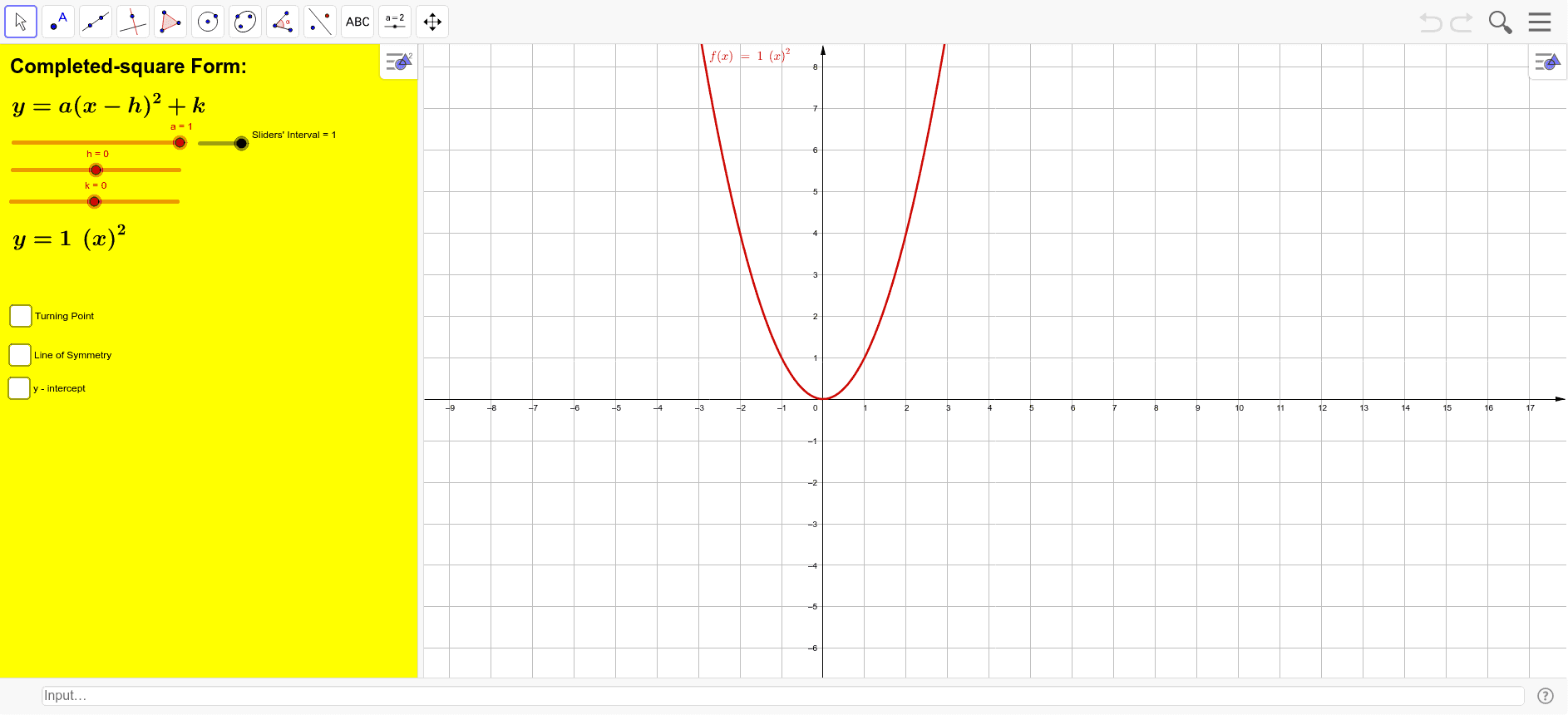 Quadratic Function (Completed-Square Form) – GeoGebra