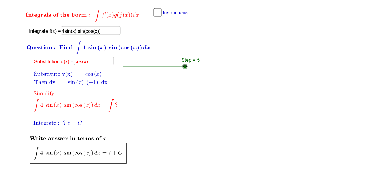 Integration by Substitution – GeoGebra