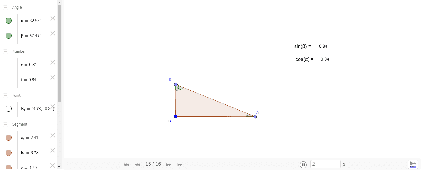 Trig Complementary Angle Relationships – GeoGebra