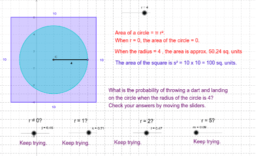 Area of Circles and Probability 2 – GeoGebra