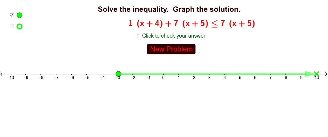 Solving Inequalities in One-Variable – GeoGebra