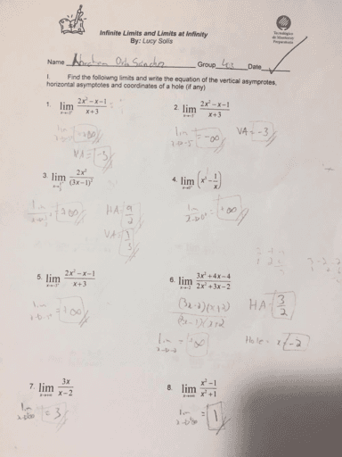 Infinite limits and limits at infinity – GeoGebra