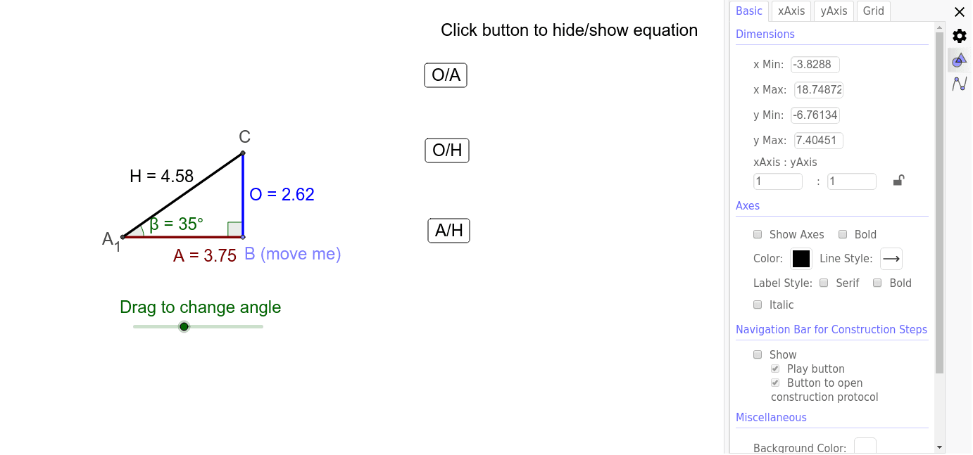 Discovering Trig Ratios – GeoGebra
