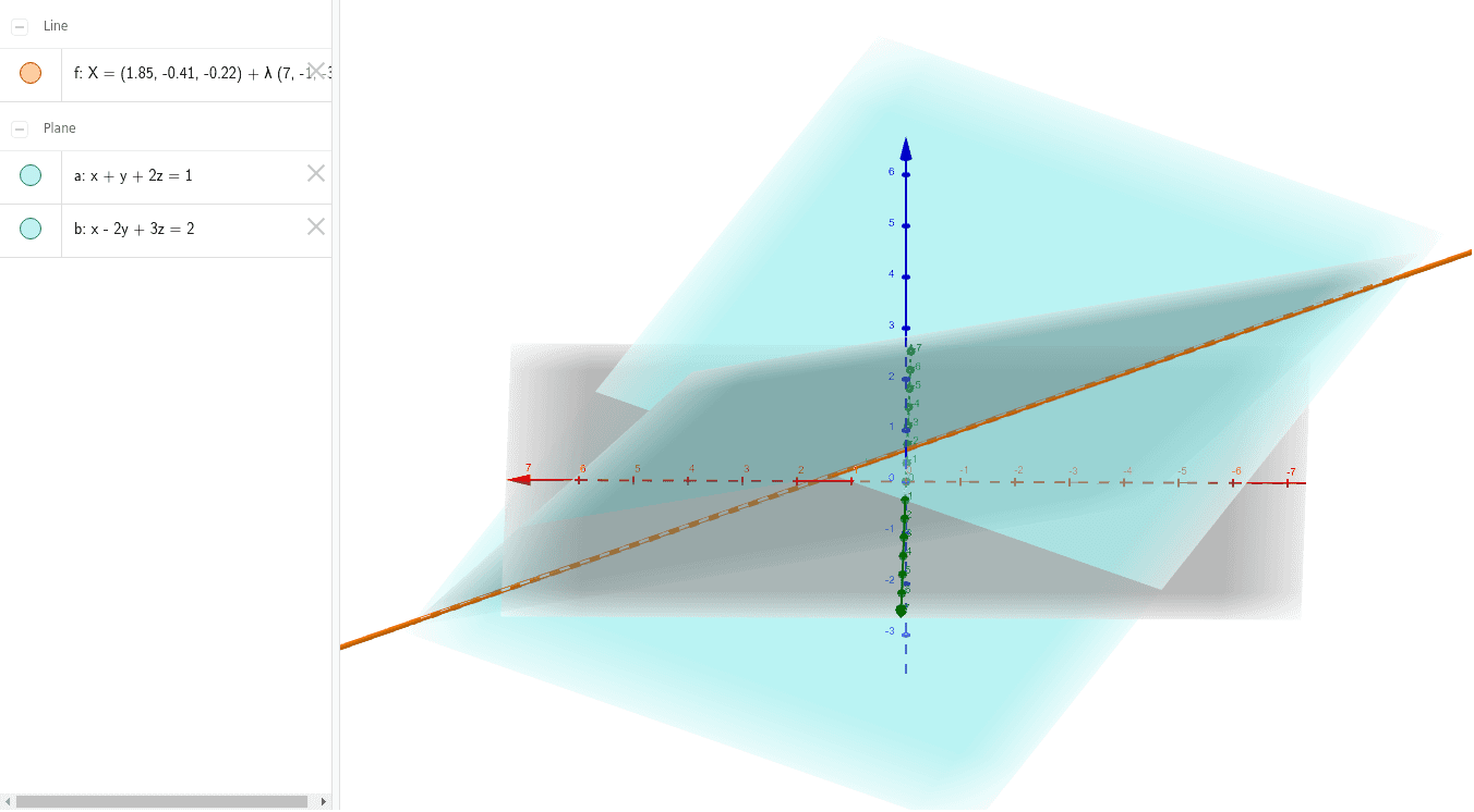 Recta como intersección de dos planos – GeoGebra