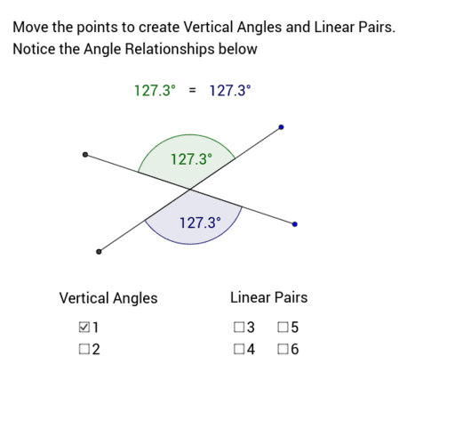 Vertical Angles and Linear Pairs – GeoGebra