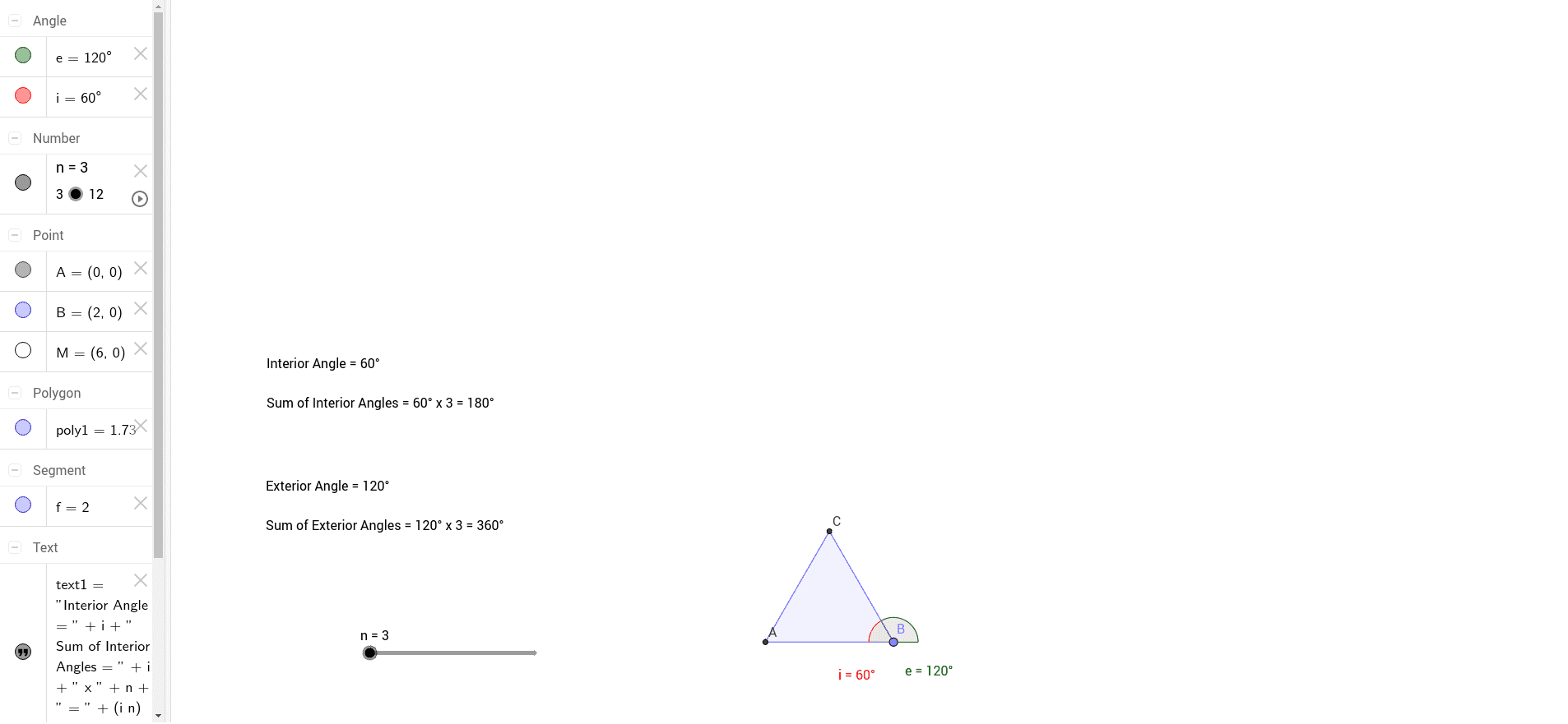 Interior and Exterior Angles Animation – GeoGebra