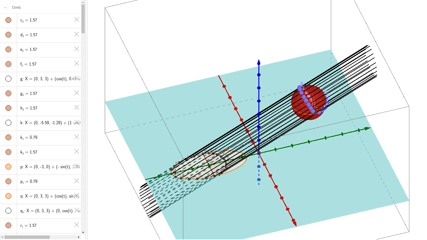 Projection of Hemisphere with oblique light 2 – GeoGebra