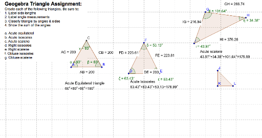 Triangle assignment – GeoGebra
