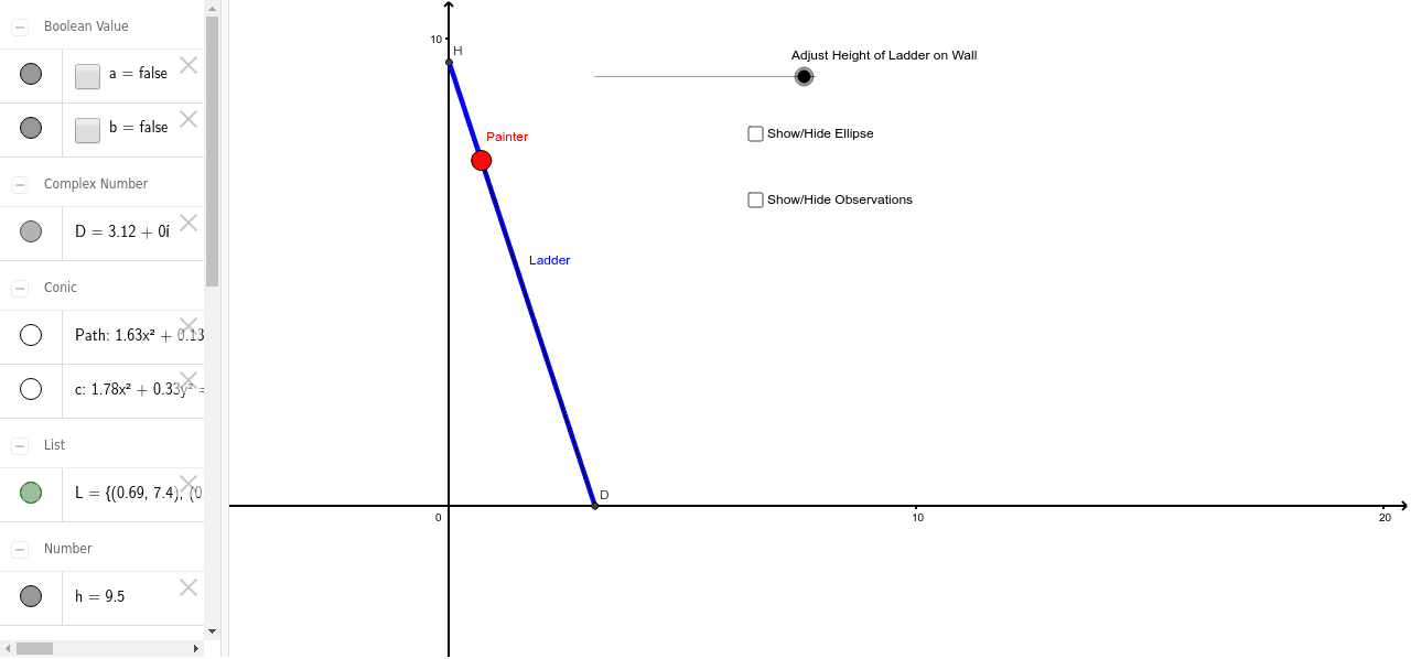 Sliding Ladder – GeoGebra