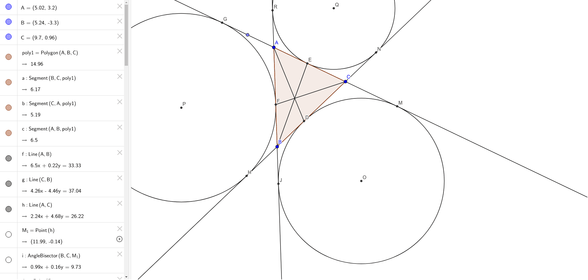 Escribed Circles To a triangle – GeoGebra