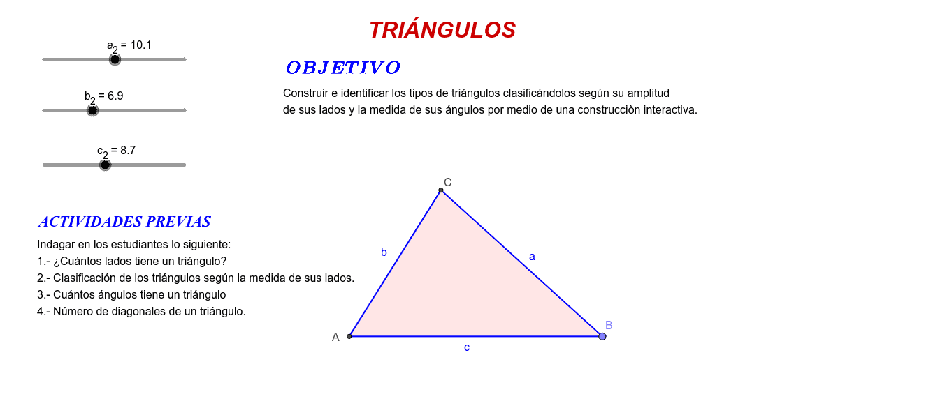 CLASIFICACION DE LOS TRIANGULOS – GeoGebra