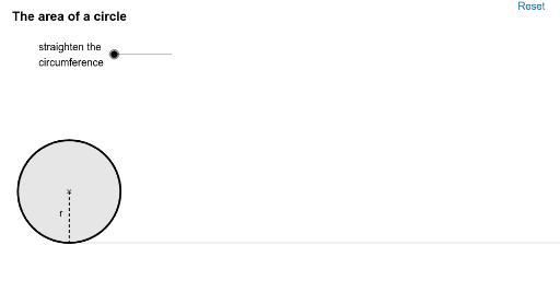 Area of a circle demonstration – GeoGebra