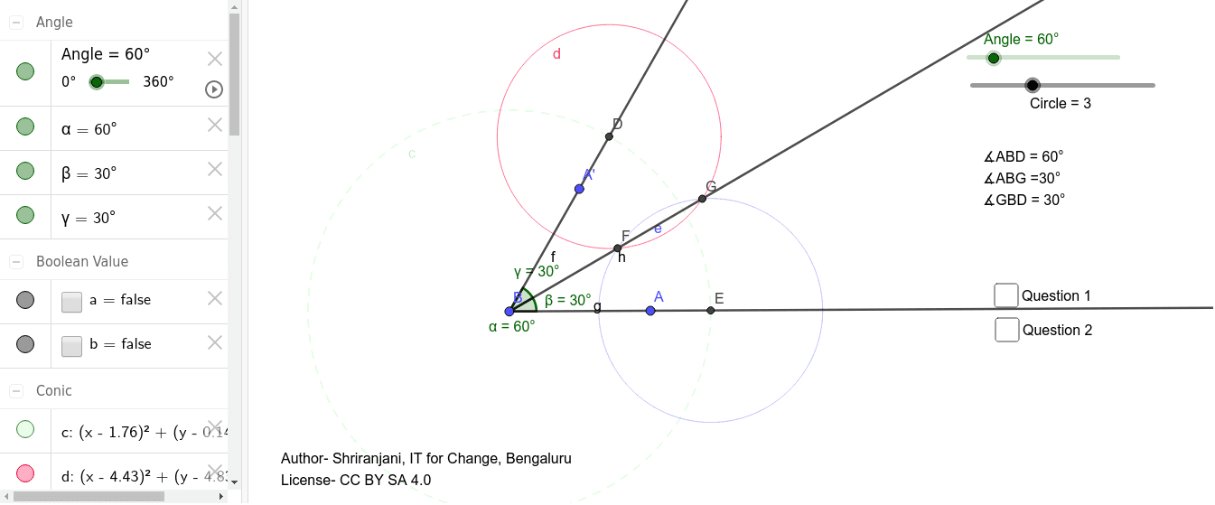 Construction of Angle Bisector – GeoGebra
