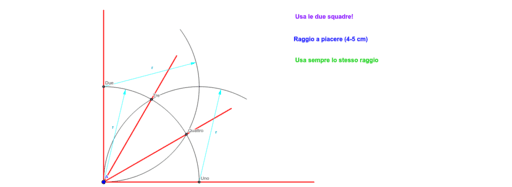 Angolo retto diviso in 3 parti uguali (es. 7 pag. 30) – GeoGebra